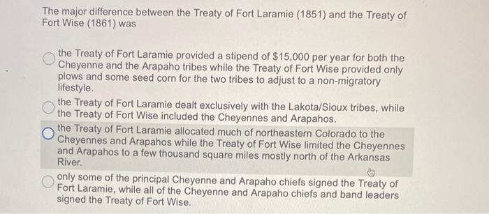 The major difference between the Treaty of Fort | Chegg.com
