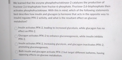 Solved We learned that the enzyme phosphofructokinase-2 | Chegg.com