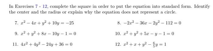 Solved In Exercises 7−12, complete the square in order to | Chegg.com