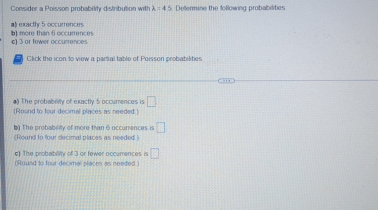 Solved Consider a Poisson probability distribution with | Chegg.com