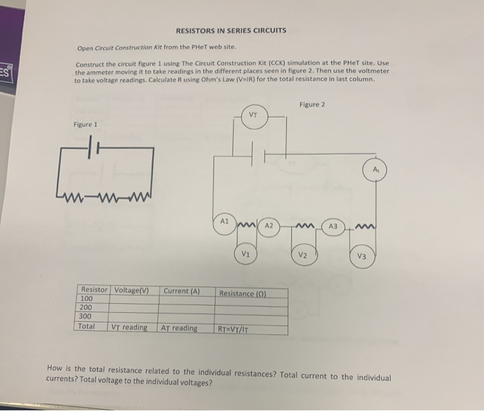 Solved RESISTORS IN SERIES CIRCUITS Open Circuit | Chegg.com