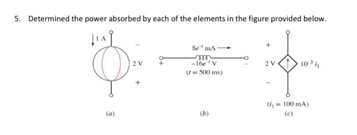 Solved 5. Determined the power absorbed by each of the | Chegg.com