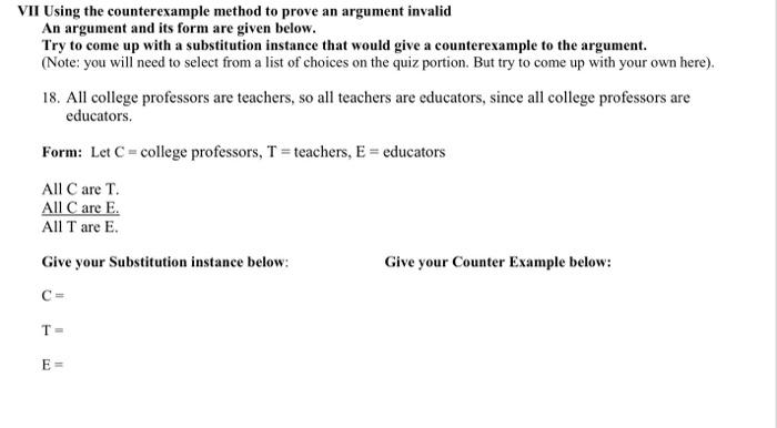 Solved VII Using the counterexample method to prove an | Chegg.com