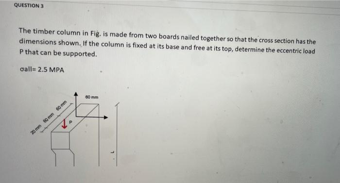 Solved QUESTION 3 The timber column in Fig. is made from two | Chegg.com