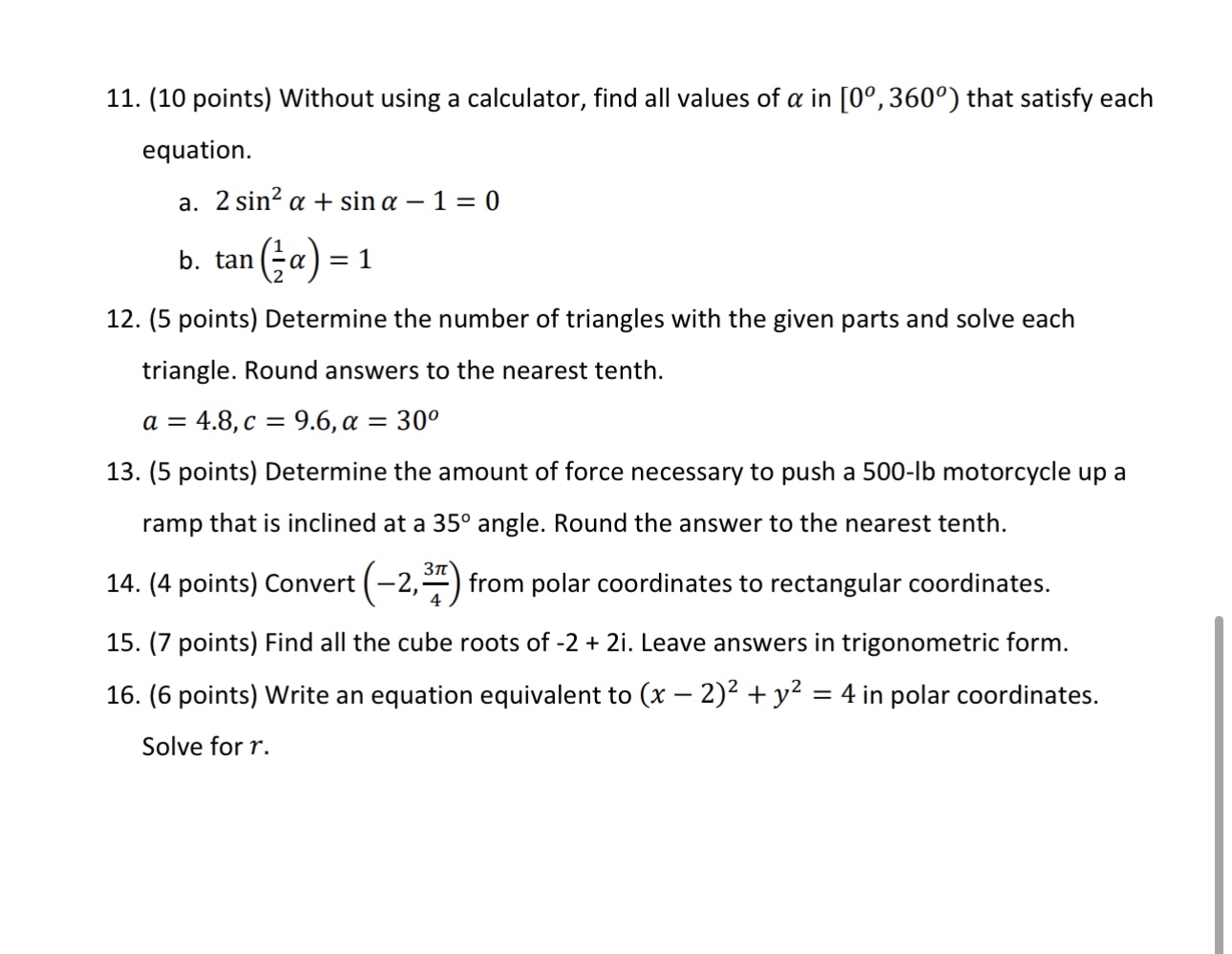Solved (10 ﻿points) ﻿Without using a calculator, find all | Chegg.com