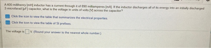 Solved A 400-millihenry [mH) inductor has a current through | Chegg.com
