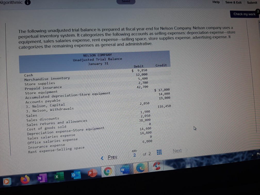Solved Algorithmic Saved Help Save & Exit Submit Check my | Chegg.com