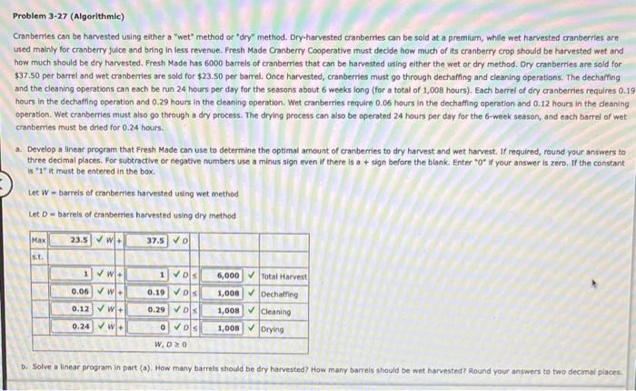Solved Problem 3-27 (Algorithmic) Cranberries can be | Chegg.com