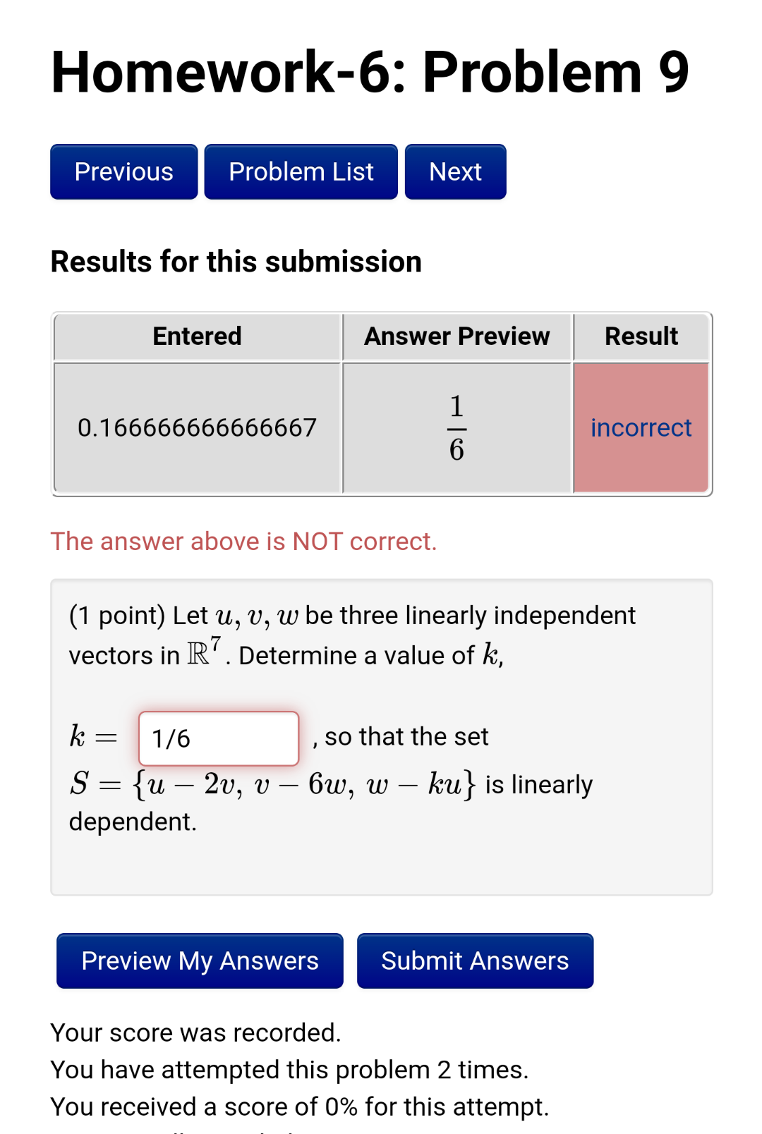 Solved Homework 6 Problem 9 Previous Problem List Next