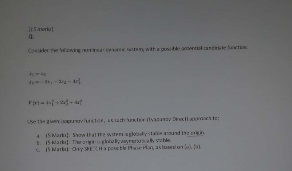 Solved Consider the following nonlinear dynamic system, with | Chegg.com