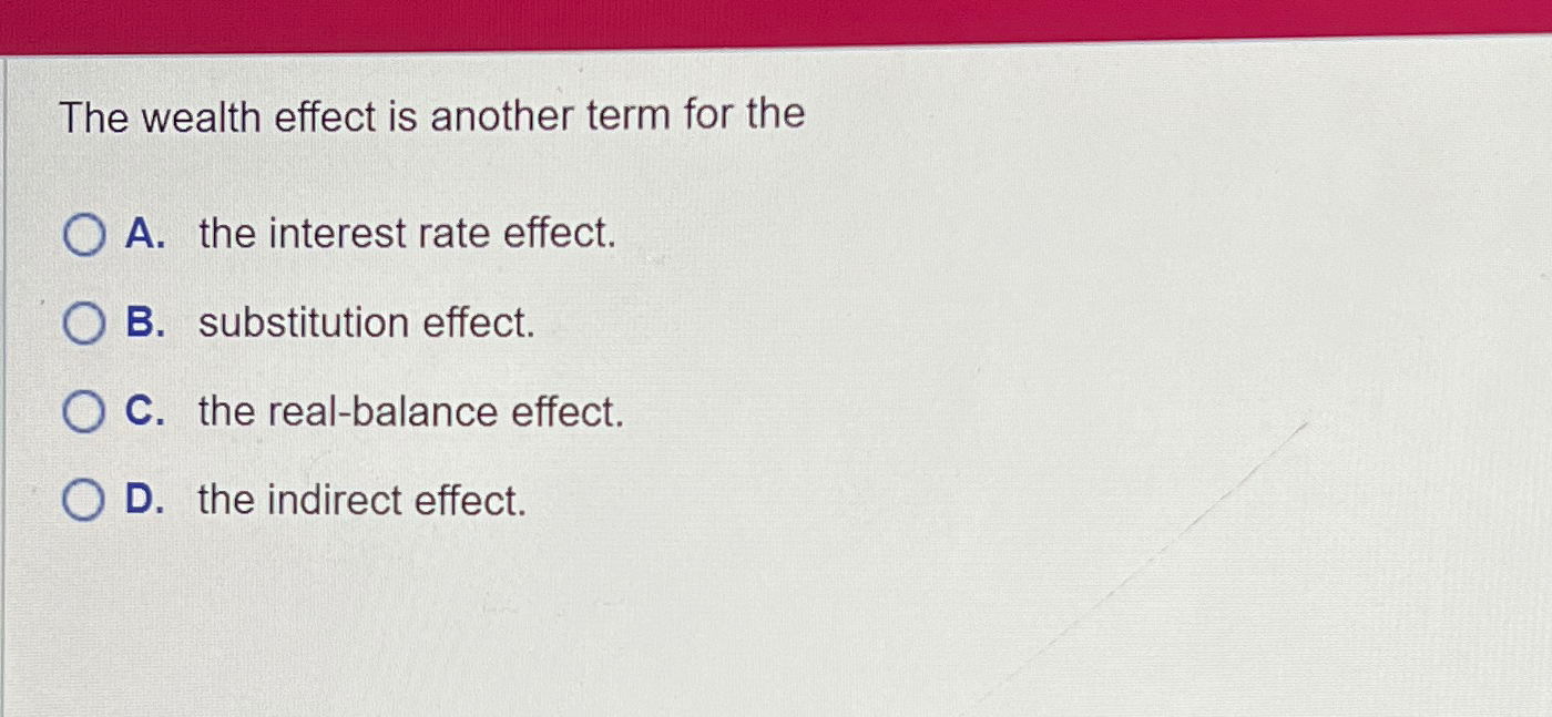 Solved The wealth effect is another term for theA. ﻿the | Chegg.com