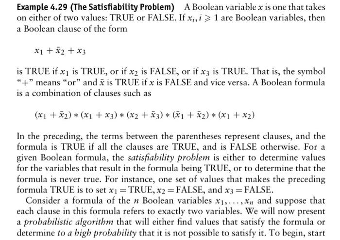 Example 4.29 (The Satisfiability Problem) A Boolean | Chegg.com