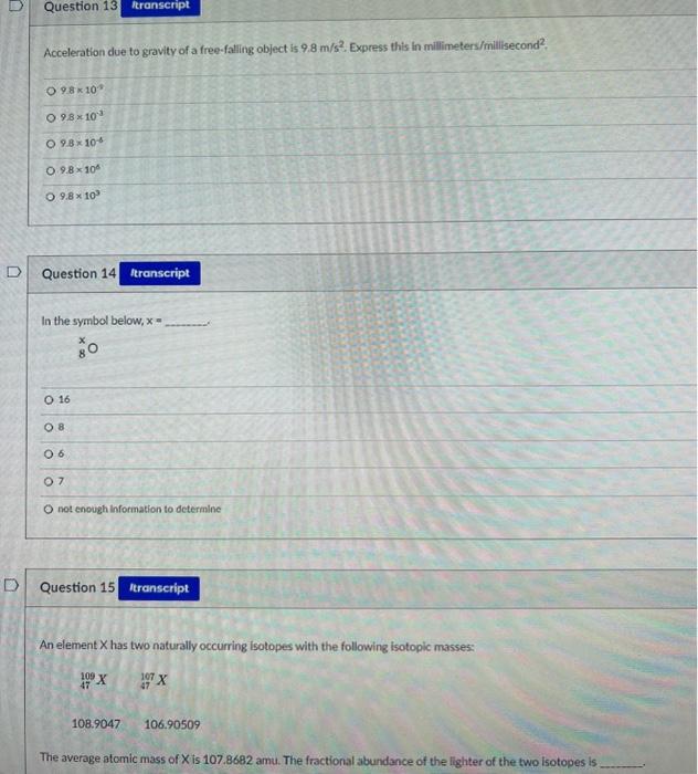 Solved Acceleration due to gravity of a free-faling object | Chegg.com