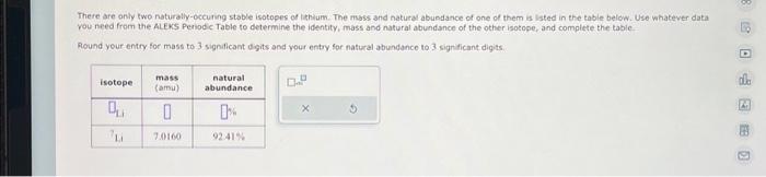 Solved There are only two naturally-occuring stable isotopes | Chegg.com