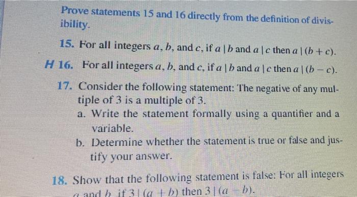 Solved Prove statements 15 and 16 directly from the | Chegg.com