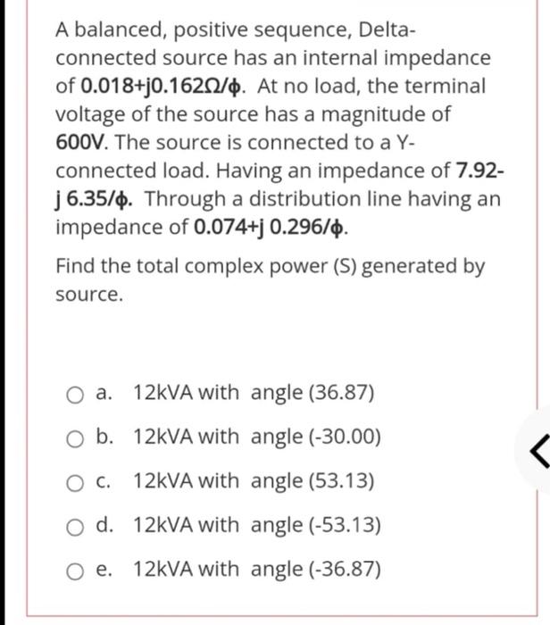 Solved A balanced, positive sequence, Delta- connected | Chegg.com