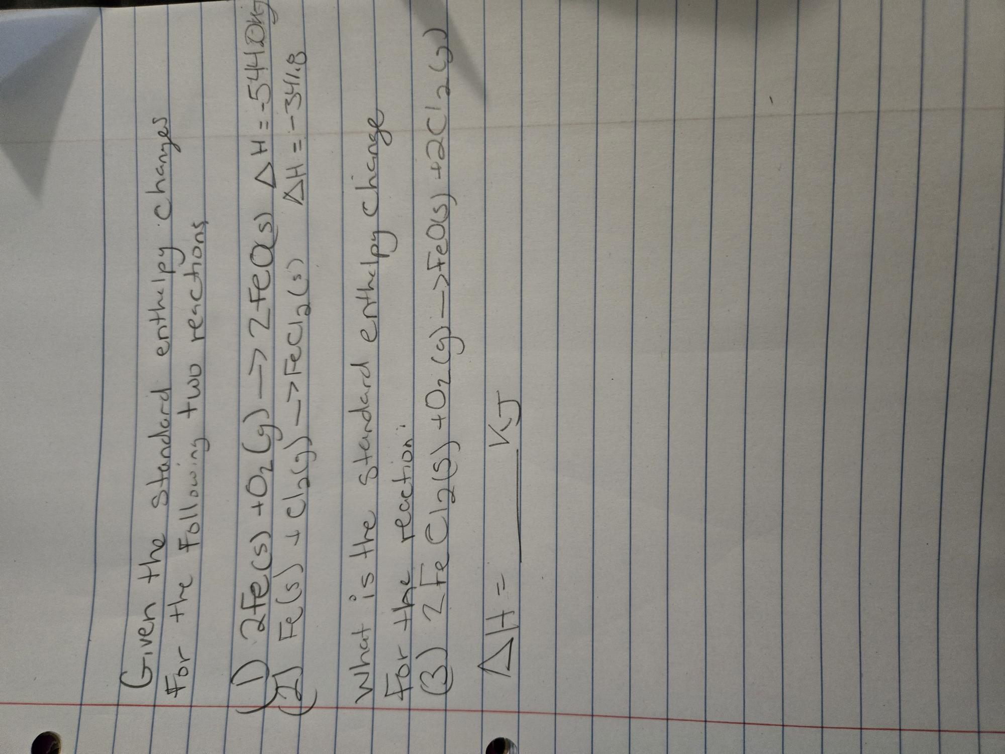 Solved Given the standard enthalpy changes for the following | Chegg.com