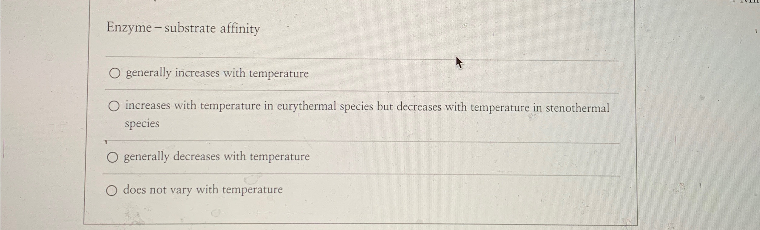 Solved Enzyme - ﻿substrate affinitygenerally increases with | Chegg.com