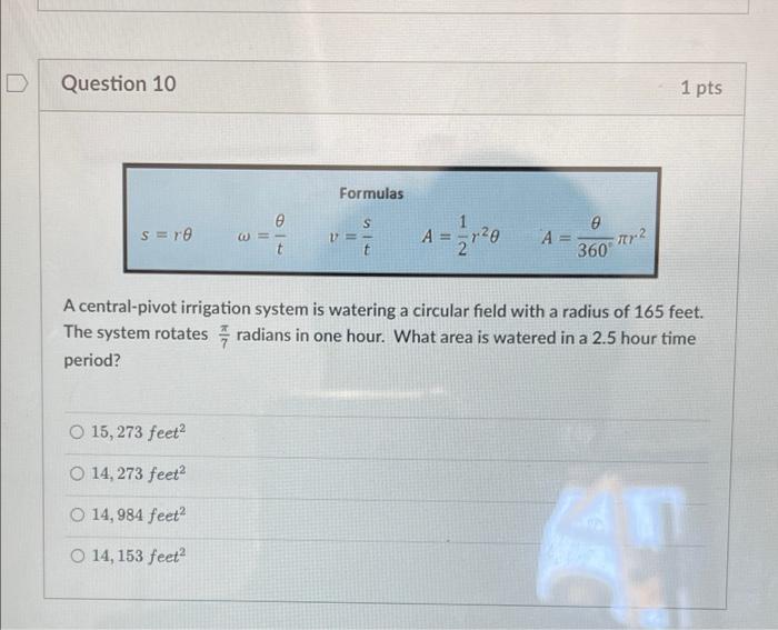 Solved Question 10 1 pts Formulas 8 1 다. S=re S PE- t A = 2 | Chegg.com