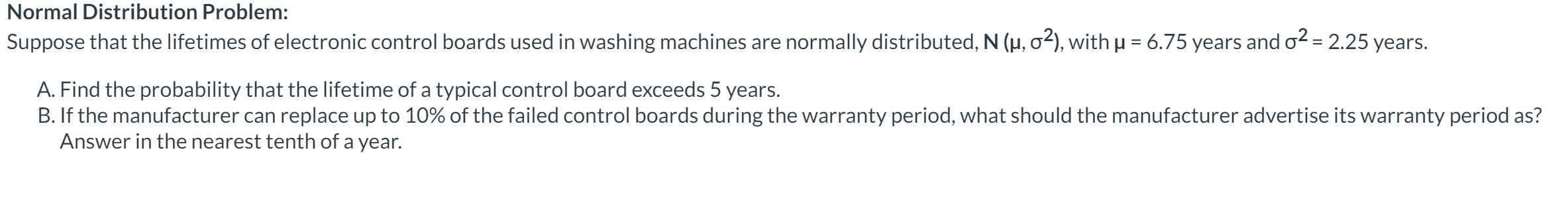 Solved Normal Distribution Problem:Suppose that the | Chegg.com