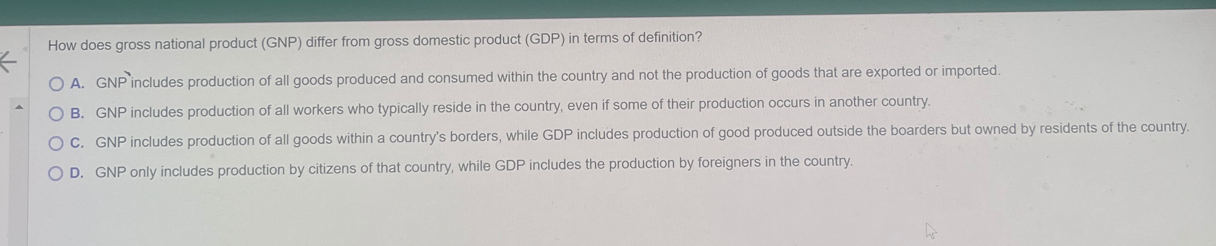 Solved How Does Gross National Product Gnp ﻿differ From 8545