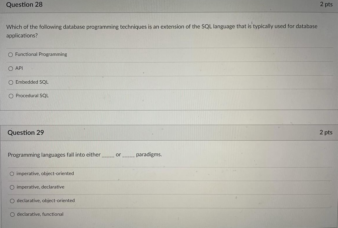 Solved Question 282ptsWhich of the following database | Chegg.com