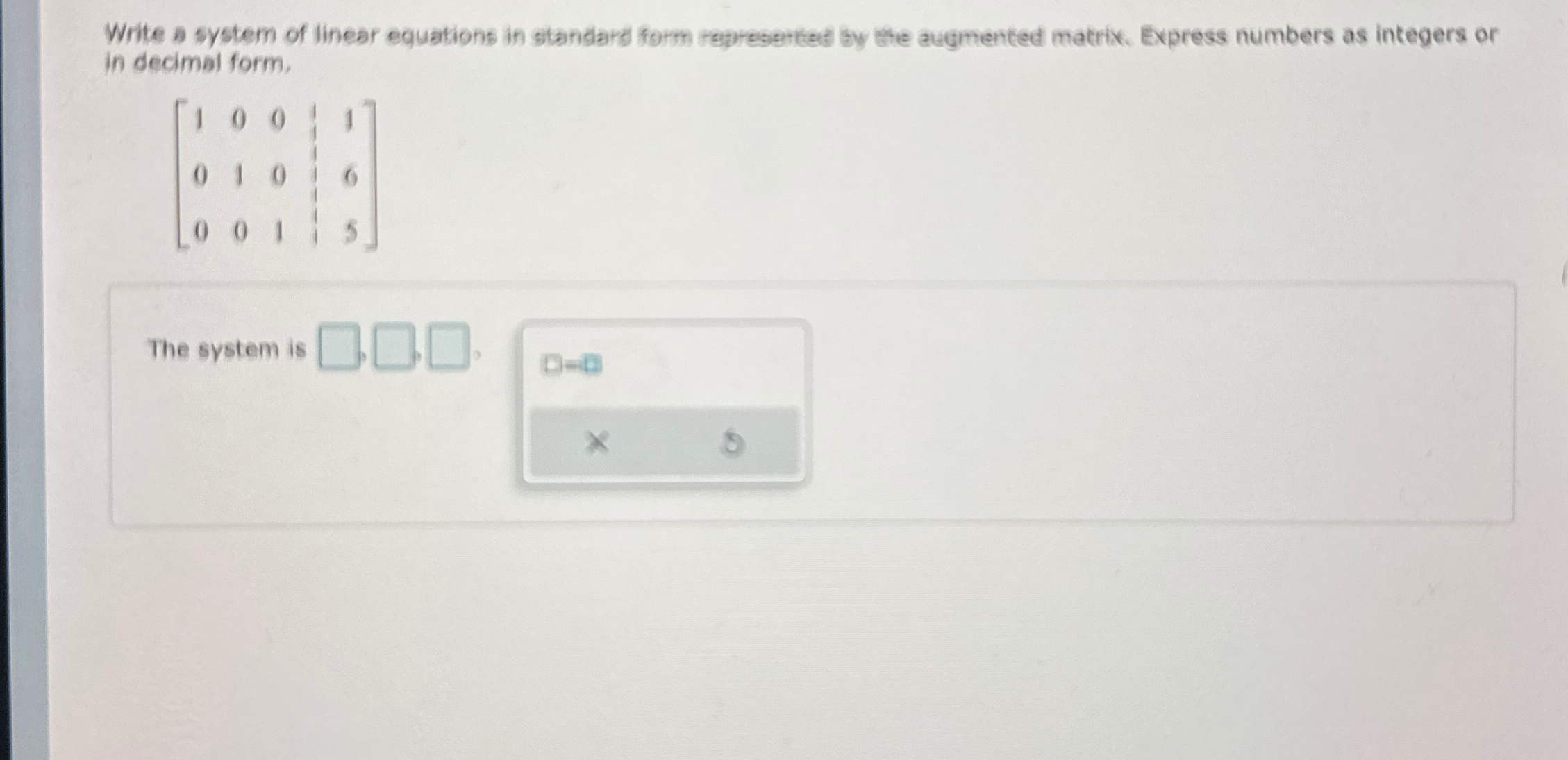 Solved Write a system of linear equations in standard form | Chegg.com