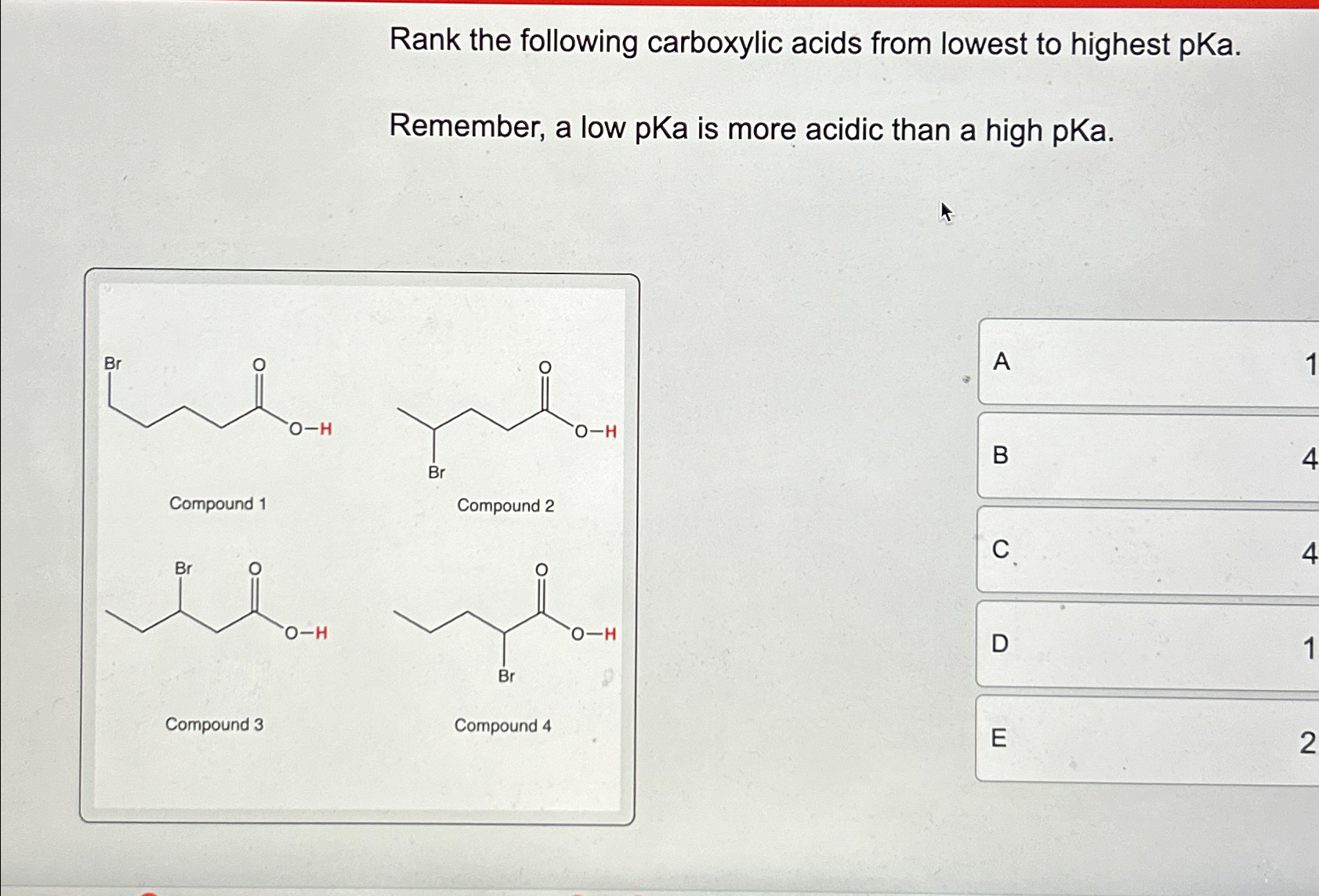 Rank the following carboxylic acids from lowest to | Chegg.com