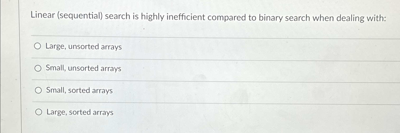 Solved Linear (sequential) ﻿search is highly inefficient | Chegg.com