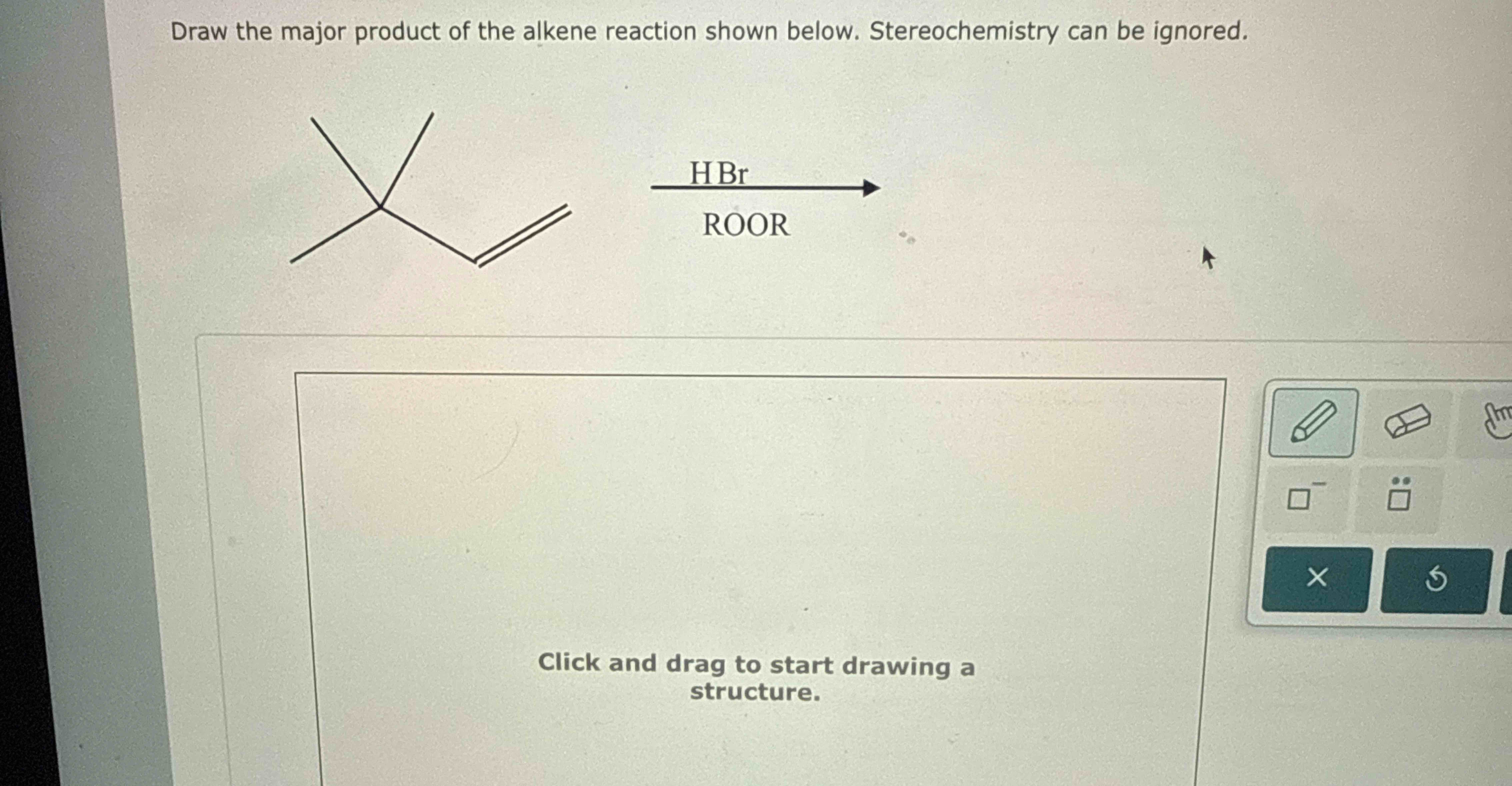 Solved Draw the major product of the alkene reaction shown | Chegg.com