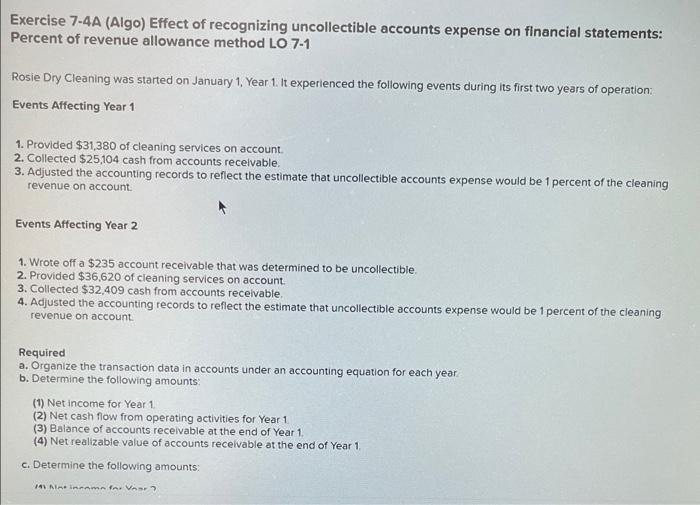 Solved Exercise 7-4A (Algo) Effect of recognizing | Chegg.com