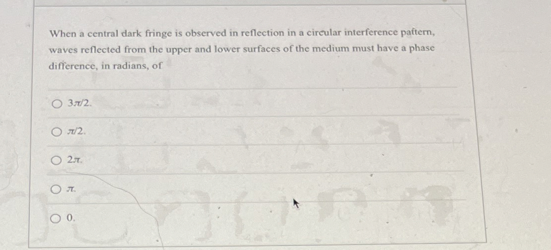 Solved When a central dark fringe is observed in reflection | Chegg.com