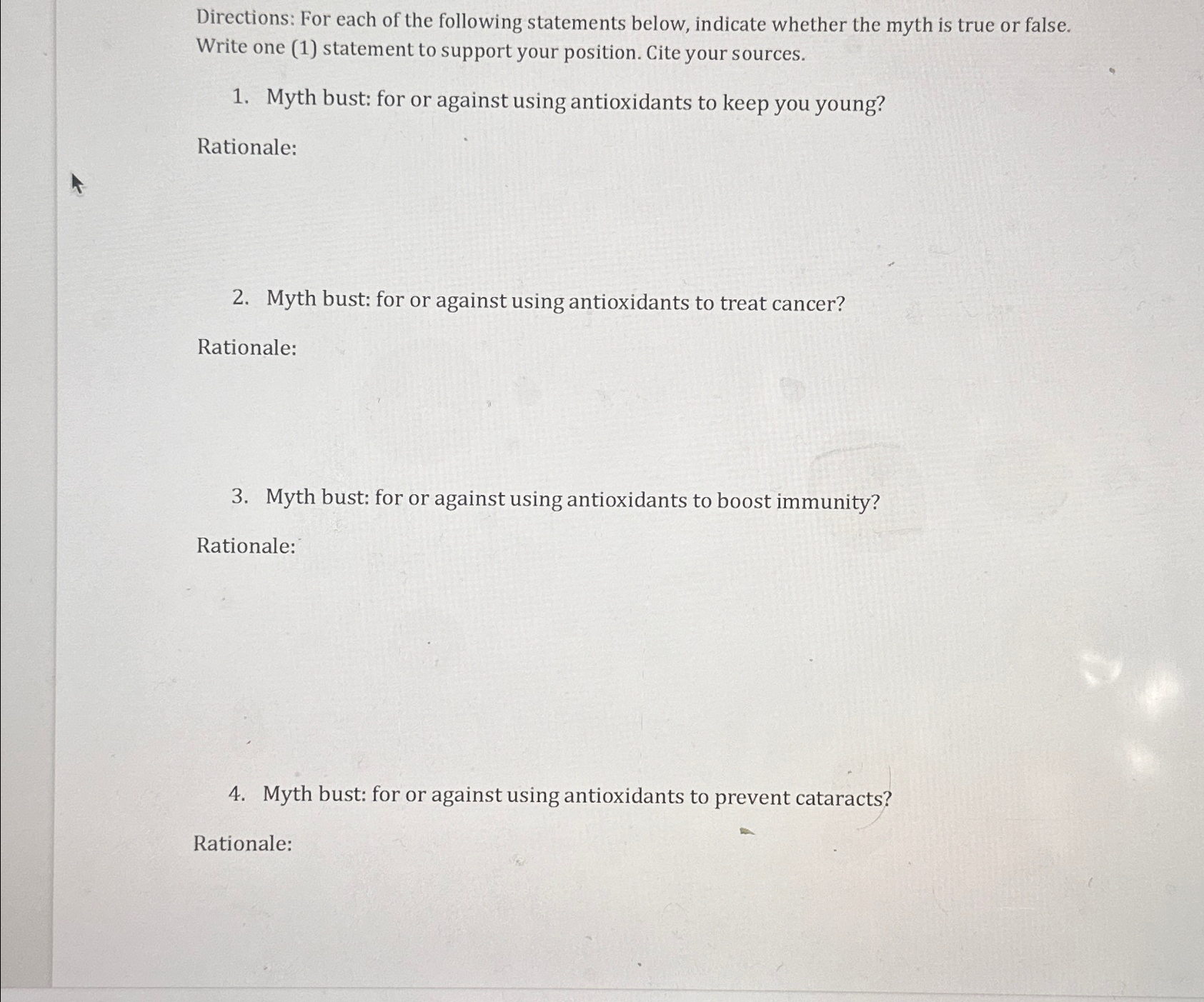 Solved Directions: For each of the following statements | Chegg.com