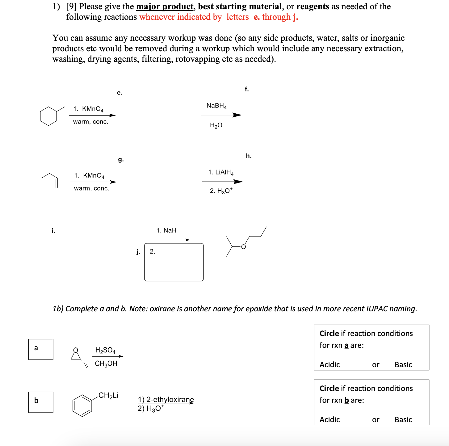Solved 1. [9] ﻿Please give the major product, best-starting | Chegg.com