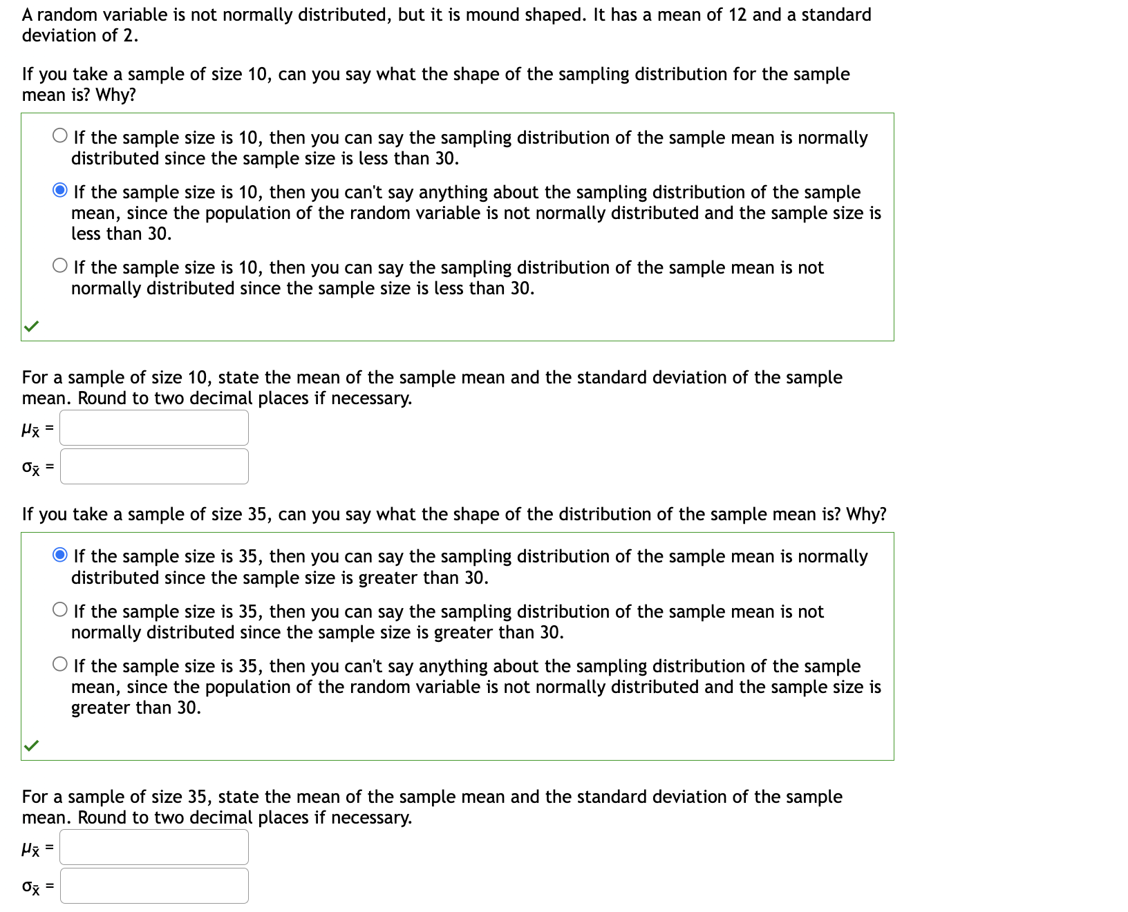 Solved A random variable is not normally distributed, but it | Chegg.com