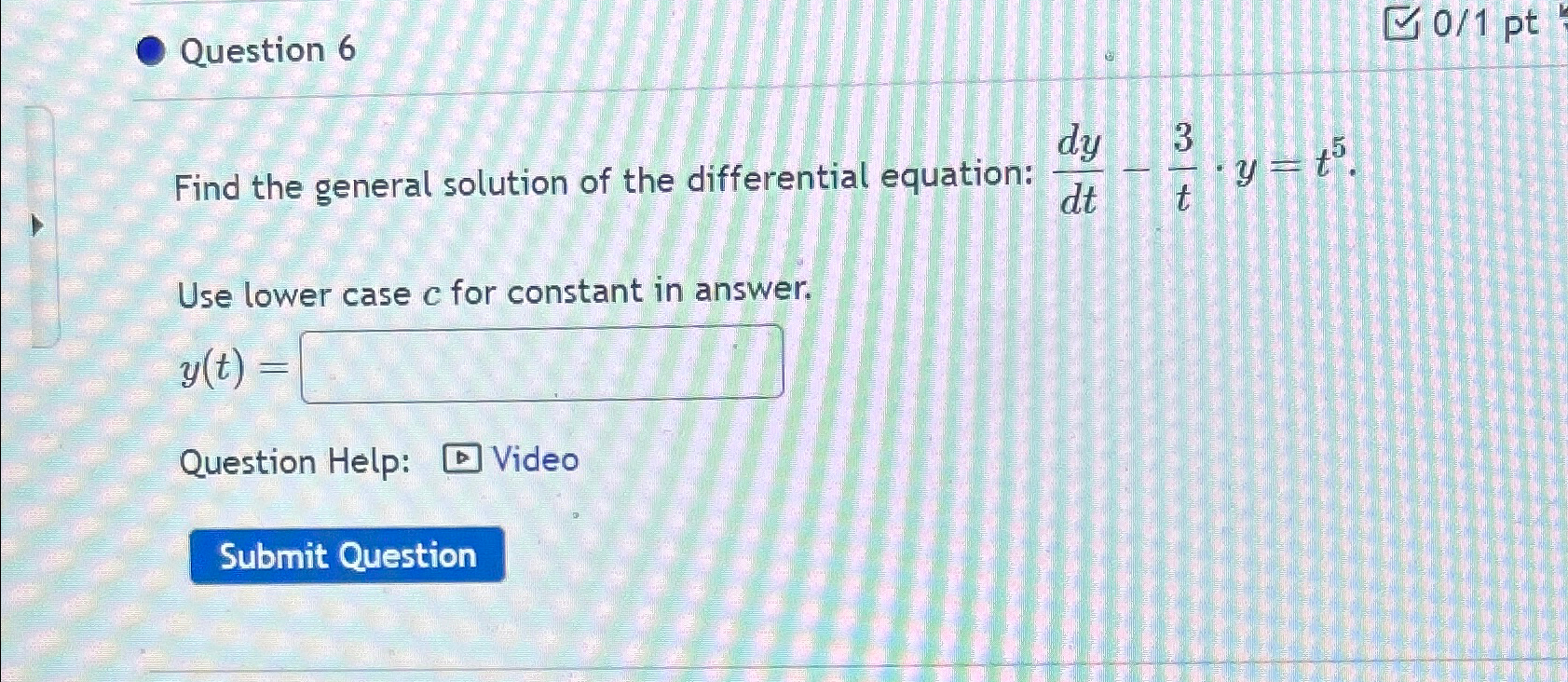 Solved Question 6Find the general solution of the | Chegg.com