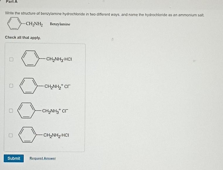 Solved Part A Write the structure of benzylamine | Chegg.com
