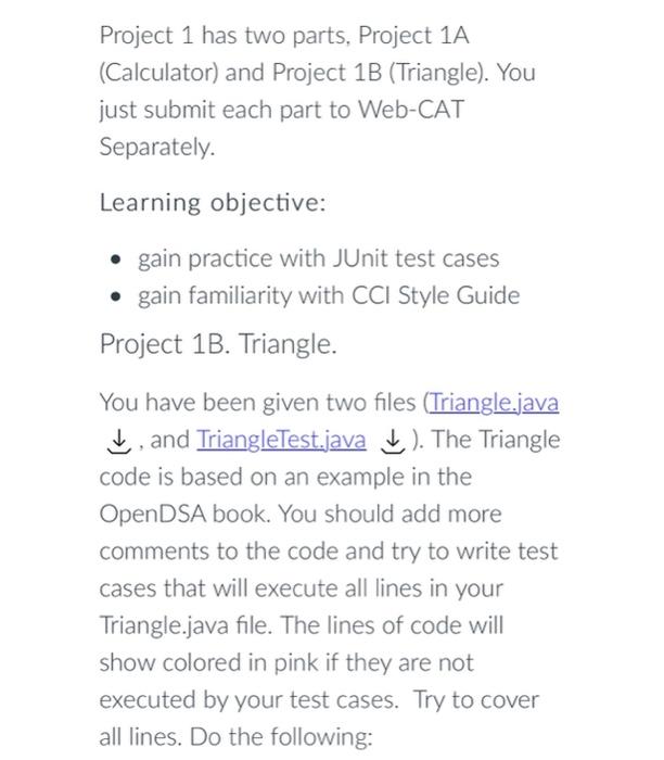 Solved 1/ Triangle.java - inspired by code in OpenDSA's book | Chegg.com