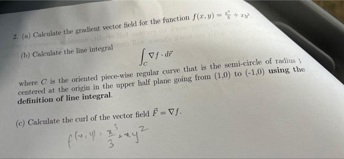 Solved 2. (a) Calculate the gradient vector field for the | Chegg.com