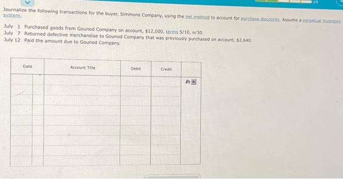 Solved Journalize the following transactions for the buyer, | Chegg.com