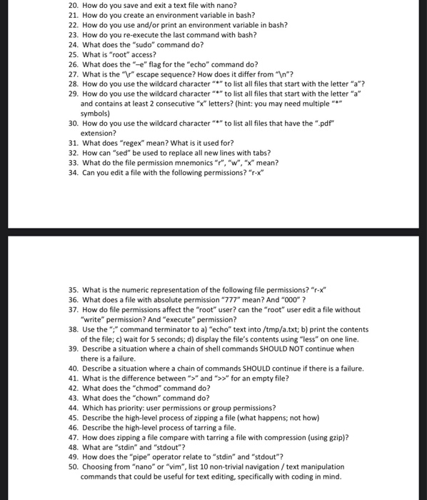 Solved 20. How do you save and exit a text file with nano? | Chegg.com
