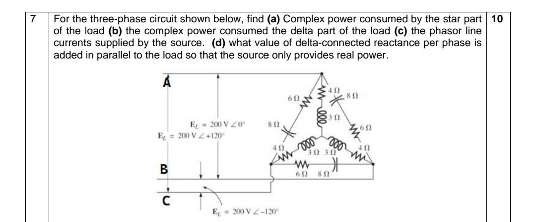 Solved 7 For the three-phase circuit shown below, find (a) | Chegg.com