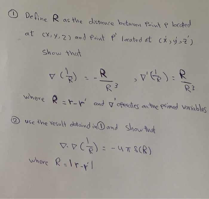 Solved 0 Define R as the distance between Point p located at | Chegg.com