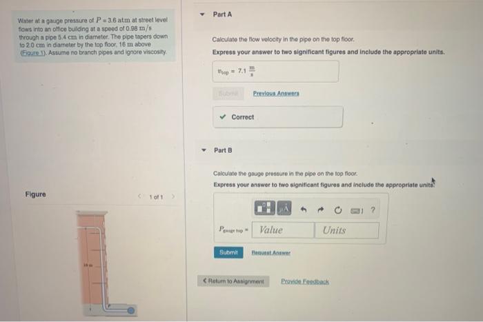 Solved Water at a gauge pressure of P=3.6 atm at street | Chegg.com