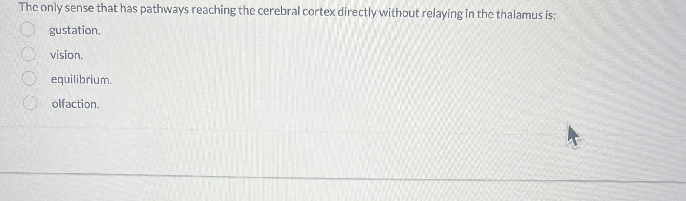 Solved The only sense that has pathways reaching the | Chegg.com