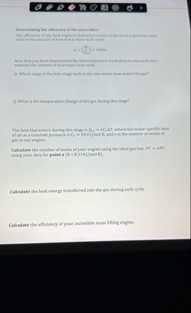 Determining the efficiency of the mass lifterThe | Chegg.com