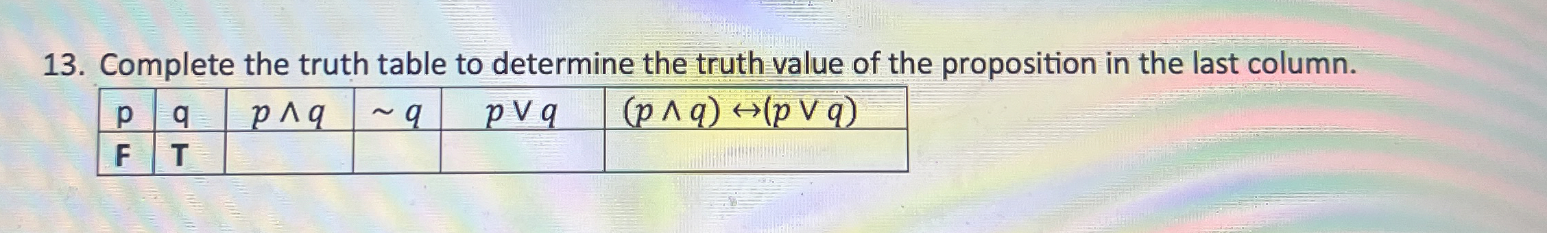 Solved Complete the truth table to determine the truth value | Chegg.com
