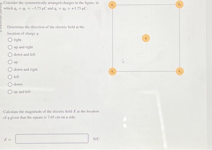 Solved Consider The Symmetrically Arranged Charges In The