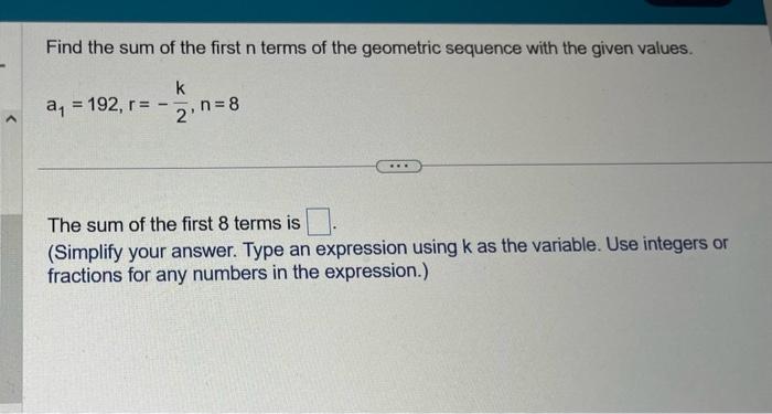 Solved Find a1 and Sn for a geometric sequence with the | Chegg.com