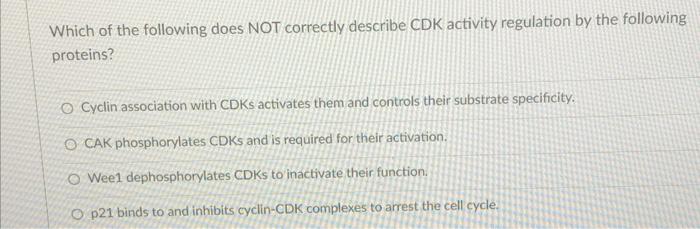 Solved Which of the following does NOT correctly describe | Chegg.com